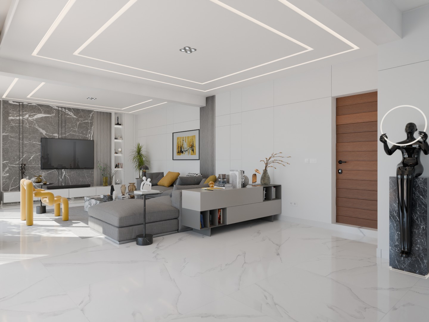 Architectural 3D Visualization of a living room